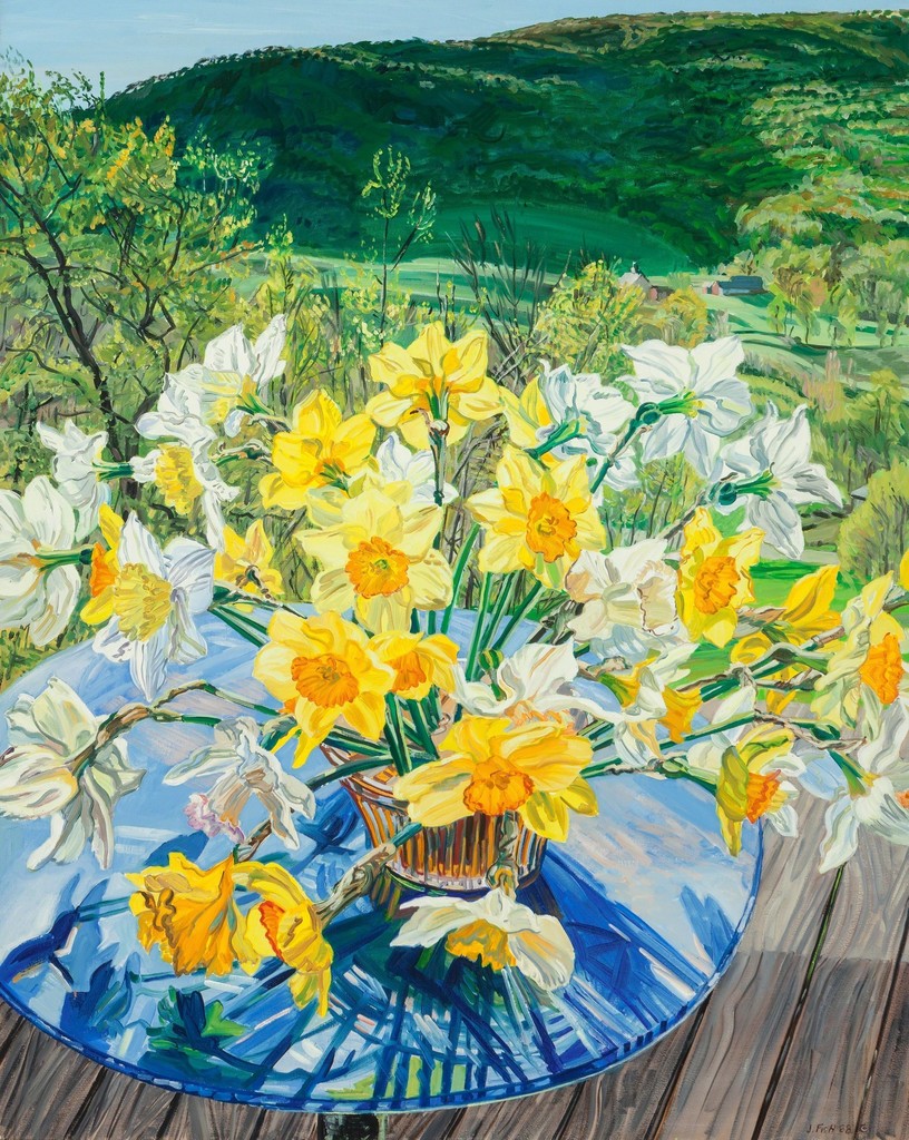 Janet Fish | Daffodils and Spring Trees (1988) | Artsy