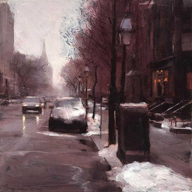 Ben Aronson | Newbury Street in Snow (2018) | Available for Sale | Artsy