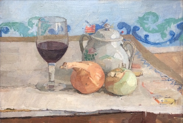 Euan Uglow | Still Life with Onions and Wine Glass (1962) | Artsy