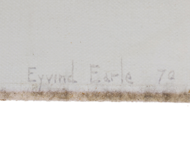 Eyvind Earle | Red Barns and Tall Trees Casting Shadows in a Snow ...