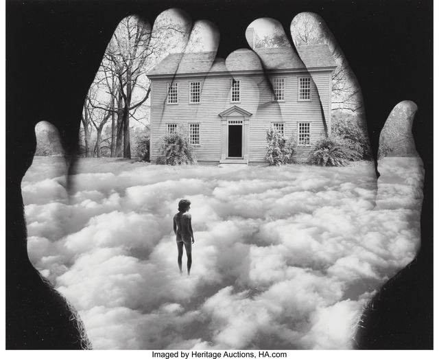 Jerry Uelsmann | Untitled (Hands with clouds and house) (1989) | Artsy