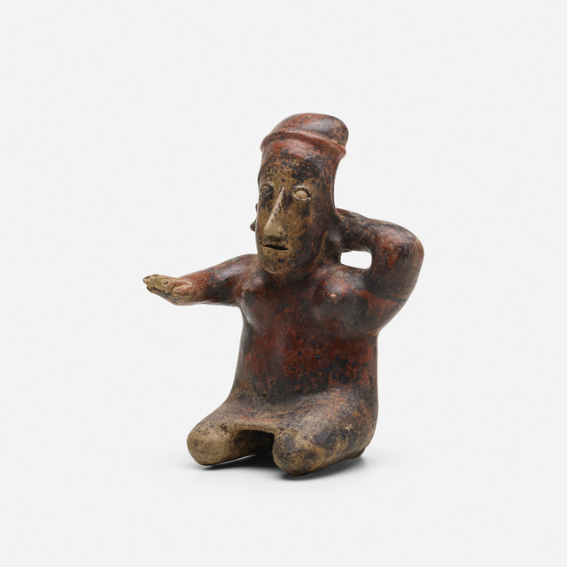 Colima Culture | seated figure with raised arms (c. 400 A.D.) | Artsy