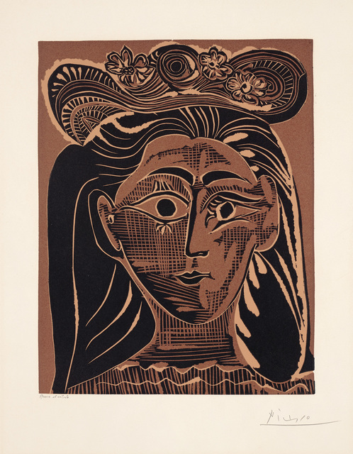 Pablo Picasso Portrait De Jacqueline Au Chapeau De Paille Fleuri