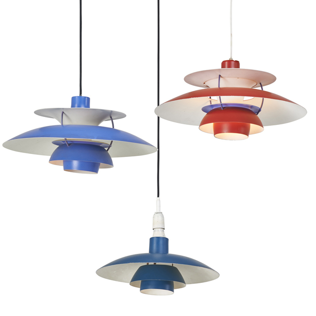 Poul Henningsen | Three pendant lamps: two PH5 and one PH3 (1960s) | Artsy