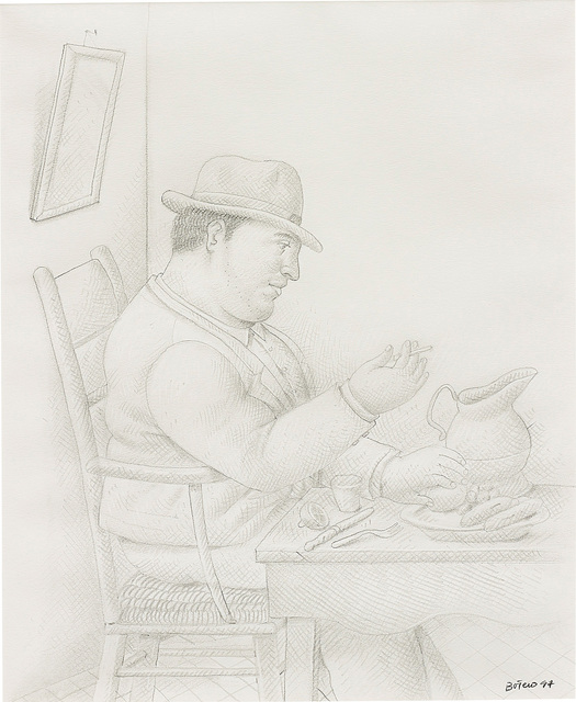 Fernando Botero | Man at Table (1997) | Artsy
