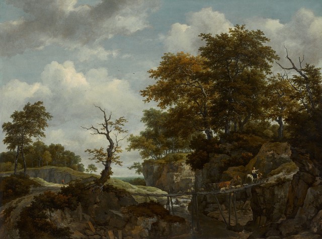 Jacob van Ruisdael | Landscape with Bridge, Cattle, and Figures (ca ...