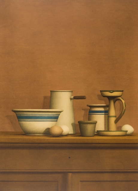 William Bailey | Still Life with Eggs, Candlestick and Bowl (1975) | Artsy