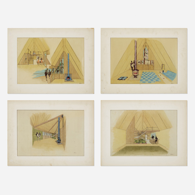 Florence Knoll | interior drawings (four works) (c. 1960) | Artsy