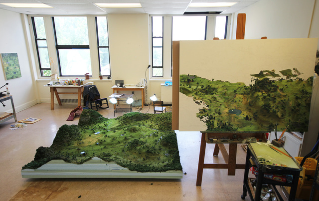 Amy Bennett | Artist's Studio View, model as landscape with ...
