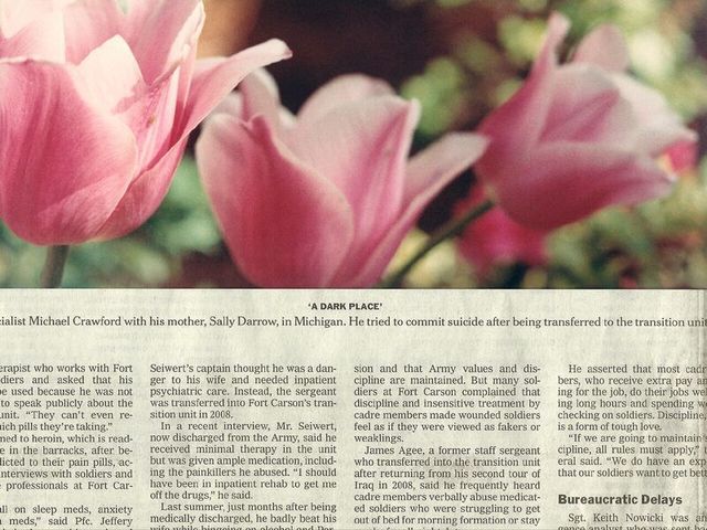 Becca Albee | A Dark Place, Newspaper & Flowers (2010) | Artsy