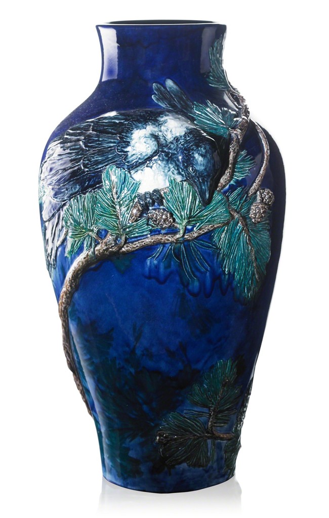 Alf Wallander, Rorstrand | Exceptional floor vase with magpies on pine ...